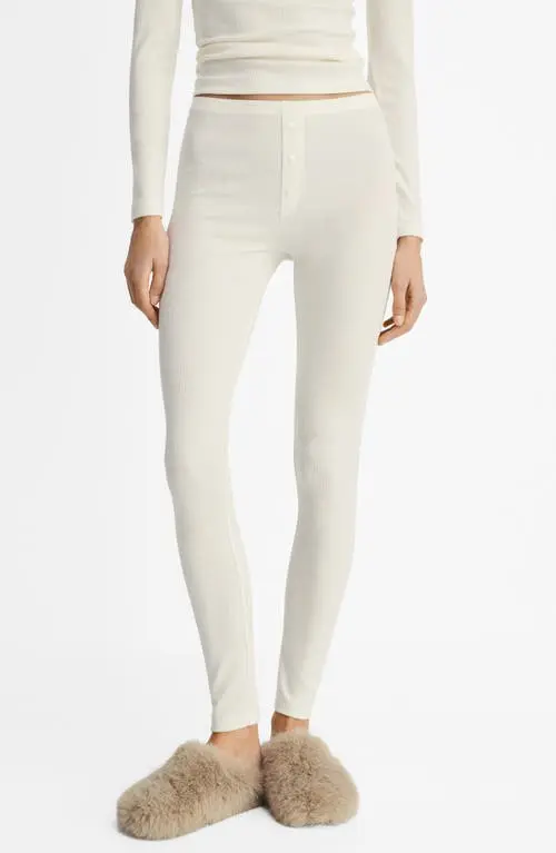 Mango Rib Knit Pants - Vanilla