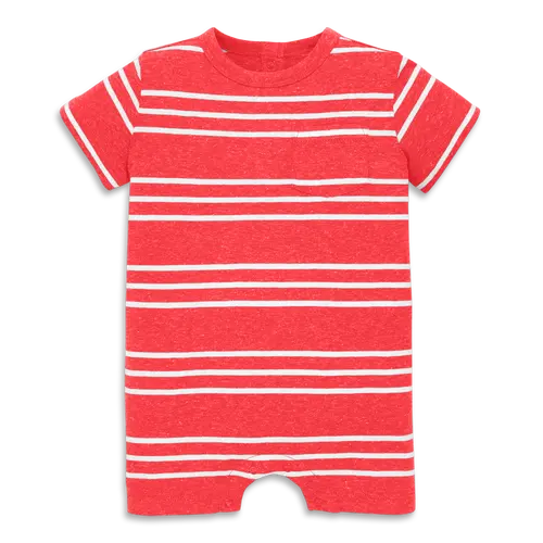 PRIMARY Baby Heathered Stripe Shortie - Strawberry White Stripe
