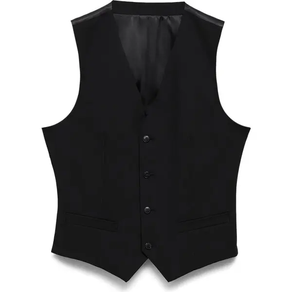 Mango Paris Superslim Fit Stretch Suit Vest - Black