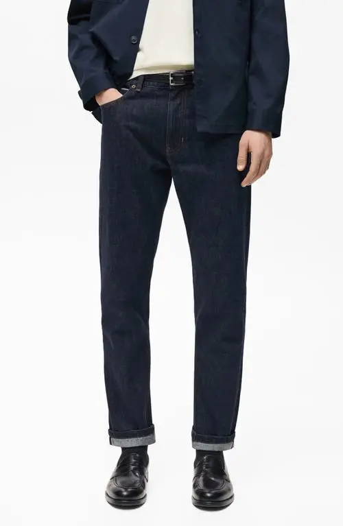Mango Tapered Leg Jeans - Open Blue