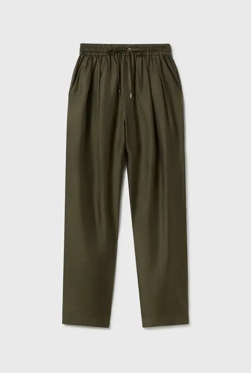 Silk Laundry Twill Slouch Pants - Pine