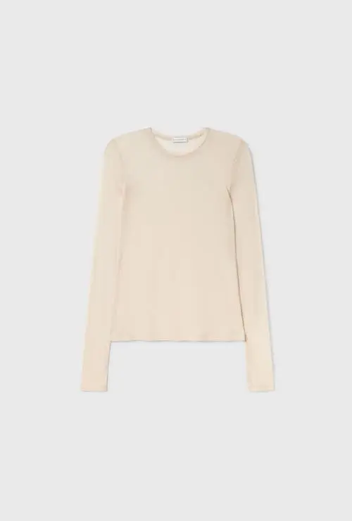 Silk Laundry Mesh Long Sleeve Top