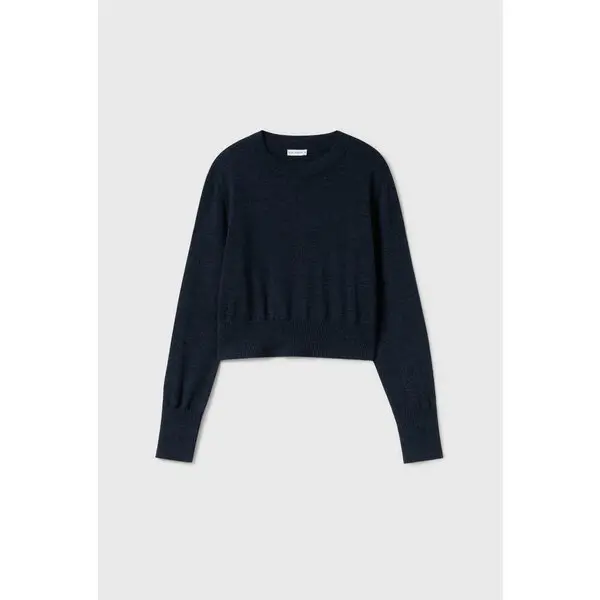 Silk Laundry Cropped Crewneck - Azul Melange