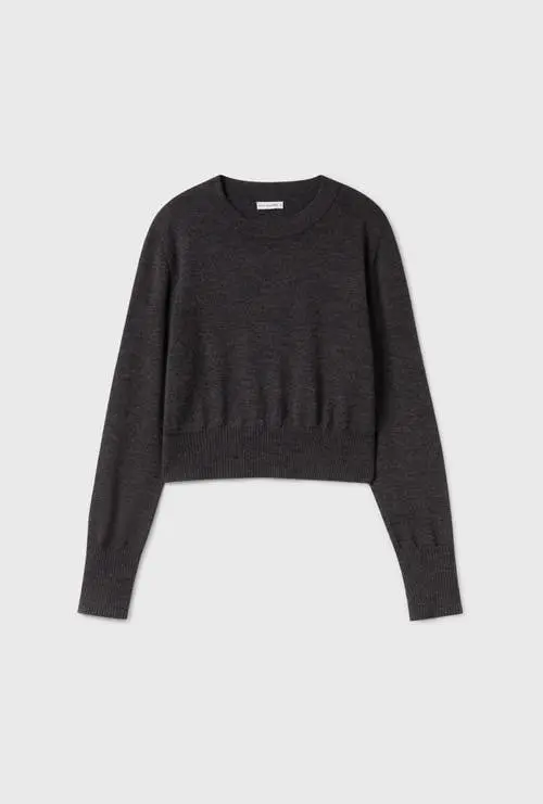 Silk Laundry Cropped Crewneck - Granite Melange
