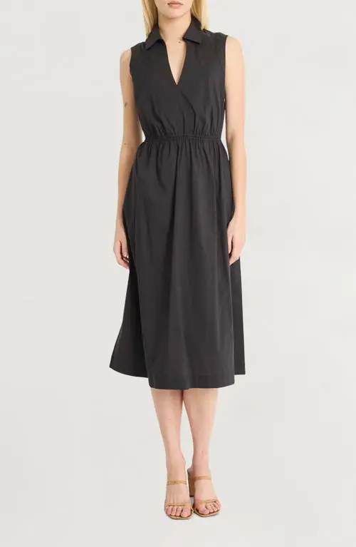 LUXELY Collared Cutout Midi Dress - Meteorite