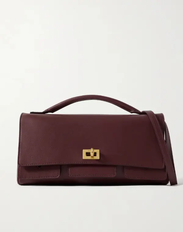 Balenciaga Bel Air Leather Shoulder Bag - Burgundy