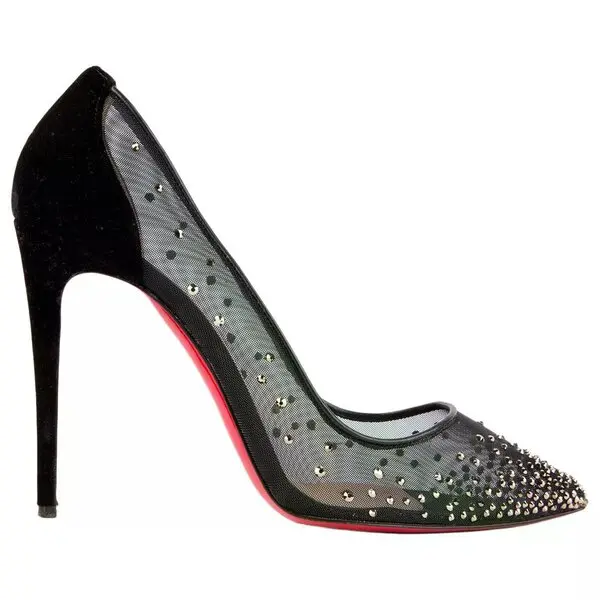 Christian Louboutin Follies Strass Cloth Heels - Black | Editorialist