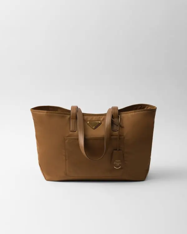 Prada Re-edition 1978 Re-nylon And Saffiano Leather Tote Bag - Brandy