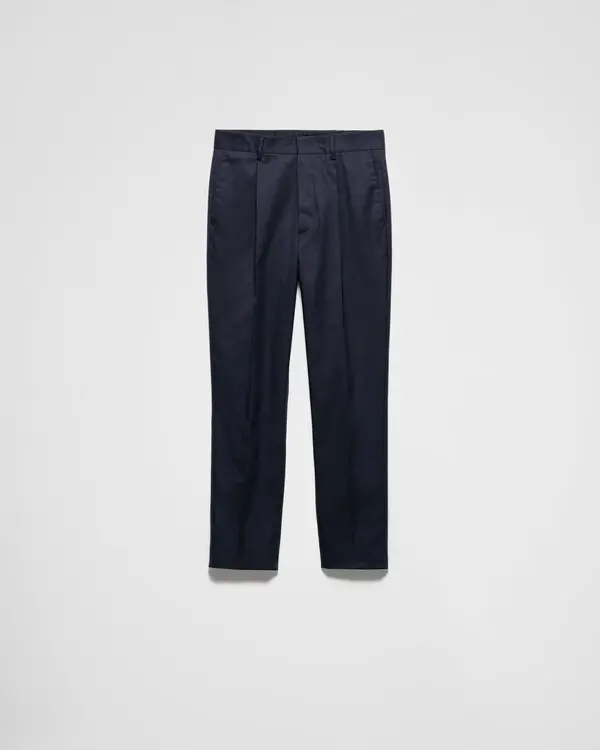 Prada Cotton Extra-slim Fit Trousers - Navy