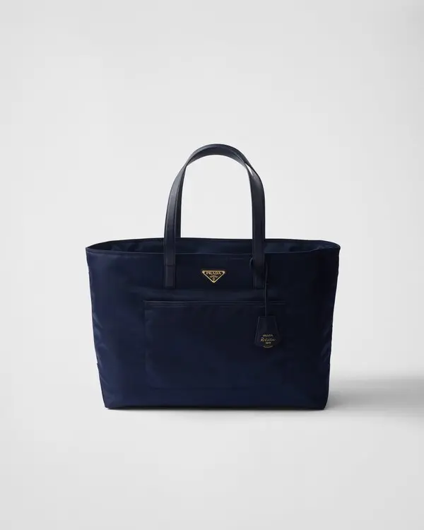 Prada Re-edition 1978 Re-nylon And Saffiano Leather Large Tote Bag - Baltic Blue