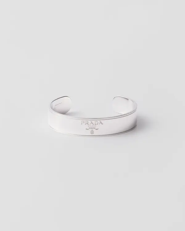 Prada Logo Jewels Cuff Bracelet - Silver