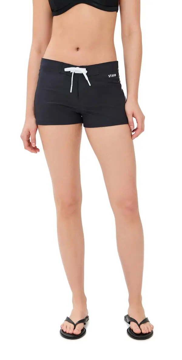 Staud Pier Board Shorts - Black/white