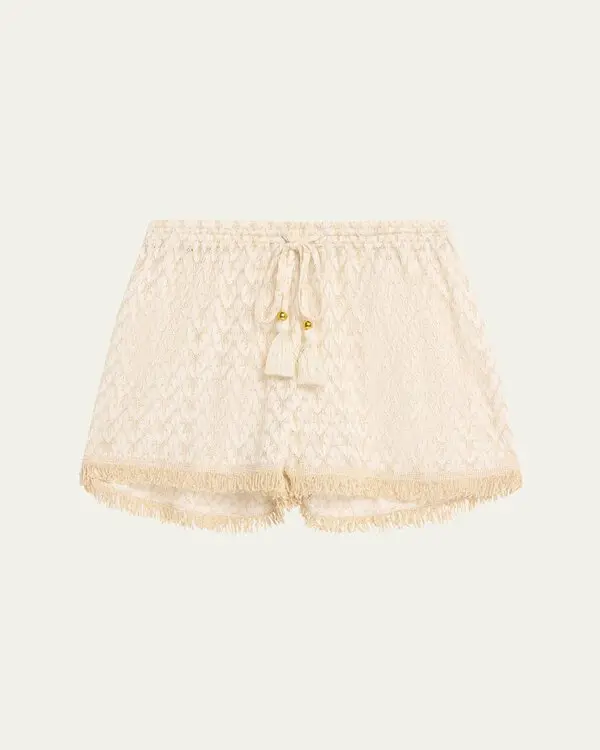 Ramy Brook Mina Knit Shorts - White/gold Zig Zag