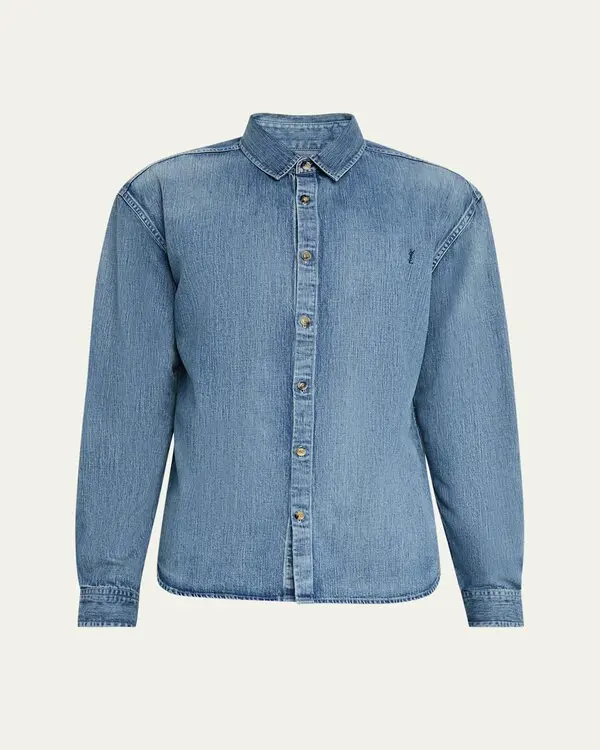 Saint Laurent Cassandra Denim Button-down Shirt