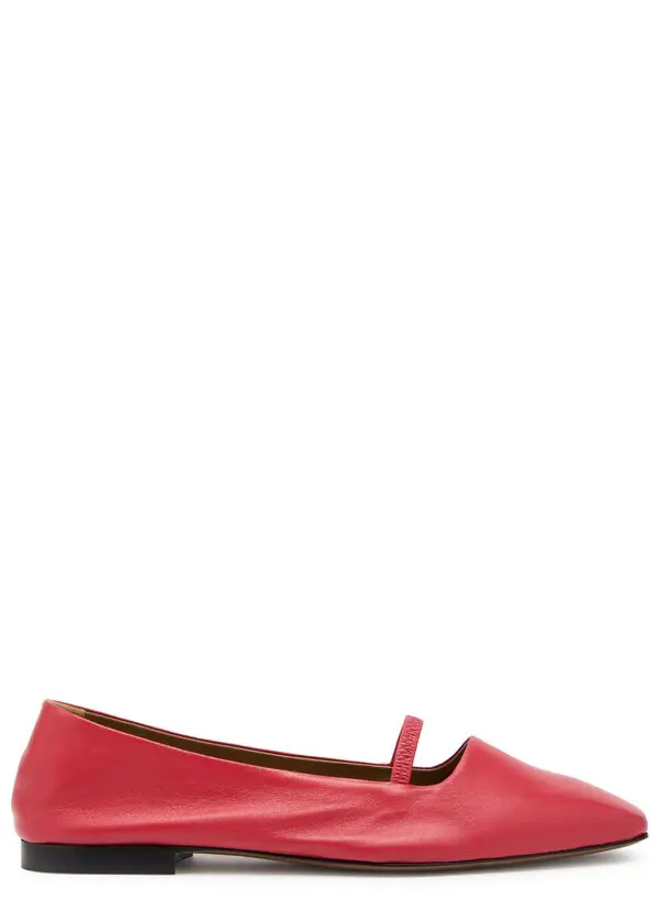ATP ATELIER Loria Leather Ballet Flats - Red