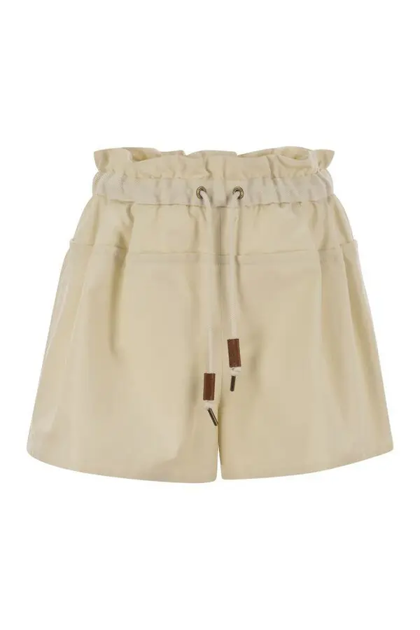 Moncler Cotton-blend Twill Shorts - Beige