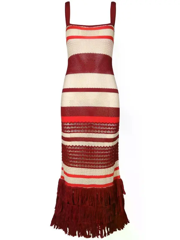 Johanna Ortiz Striped Midi Dress - Red