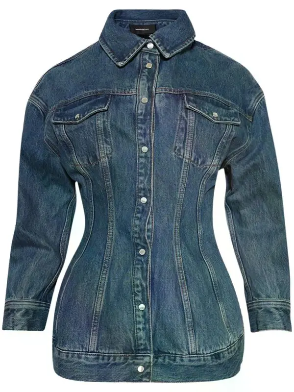 Wardrobe.NYC Contour Denim Trucker Jacket - Blue