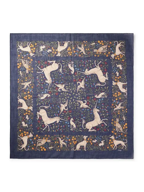 DRAKE'S Wool And Silk-blend Scarf - Blue