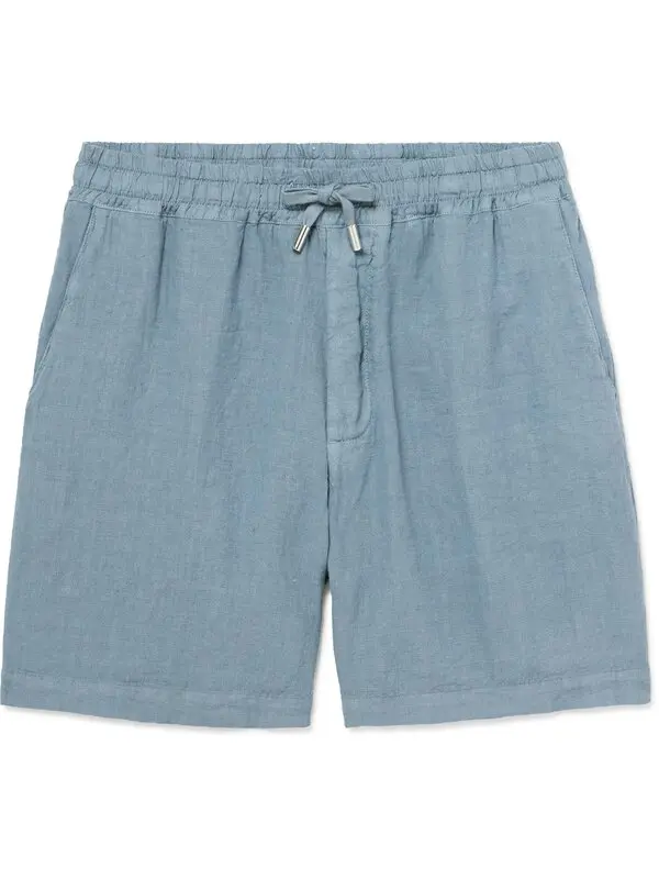 Altea Samuel Straight-leg Linen Shorts - Blue