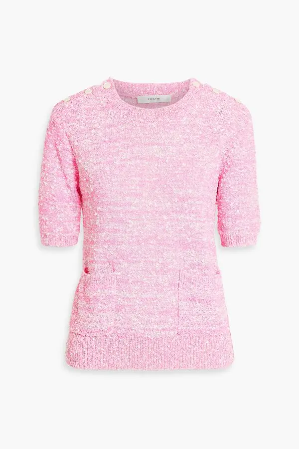 FRAME Button-detailed Bouclé-knit Sweater