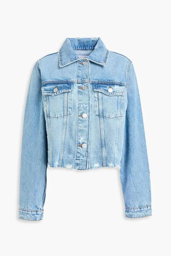 FRAME Distressed Denim Trucker Jacket