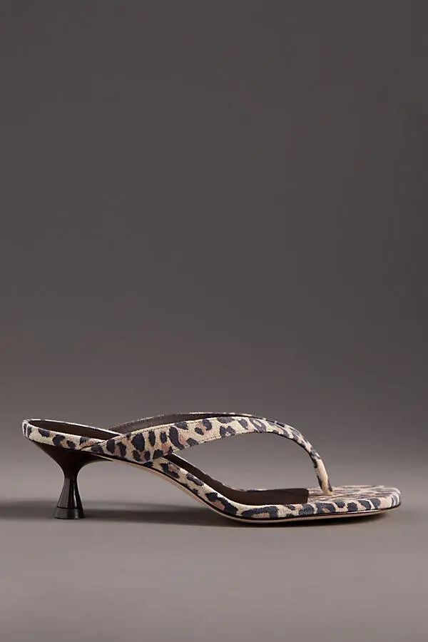 REFORMATION Sophie Heeled Thong Sandals - Leopard
