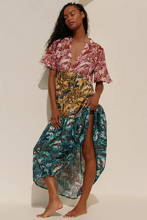anthropologie empire waist dress Anthropologie Mini Tunic Dress Small Square Neck Empire Waist Paisley –  Luxe Fashion Finds main image 0