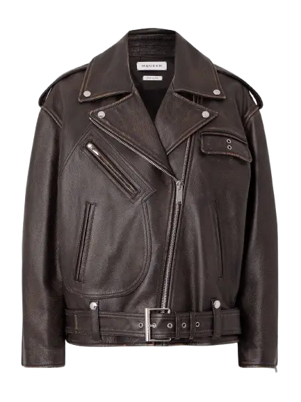 Alexander McQueen Distressed Leather Biker Jacket