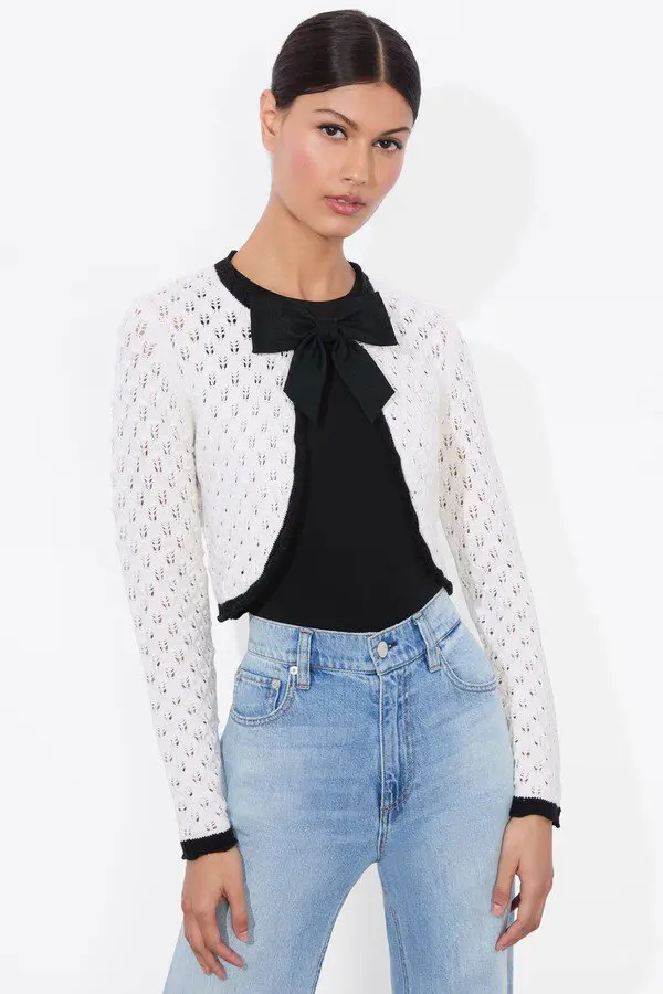 Alice + Olivia Dannie Shrug Crochet Cardigan - Black
