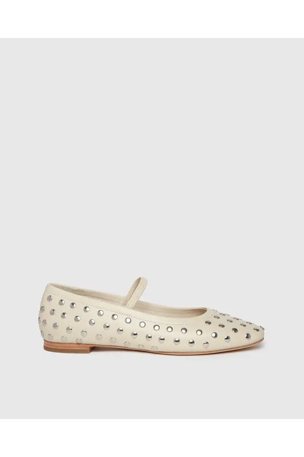 Paige Joya Studded Mary Jane Flats - Silver