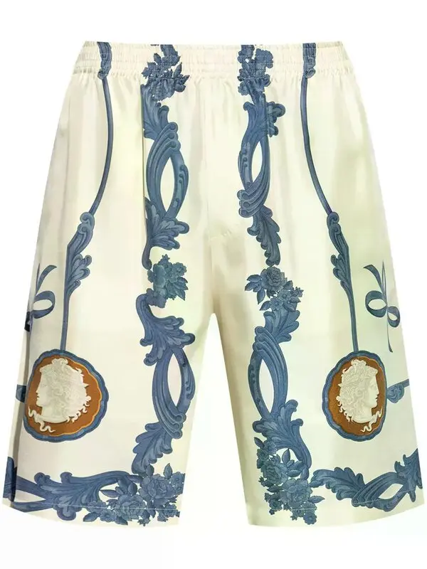 Versace Cameo Silk Shorts - Neutrals