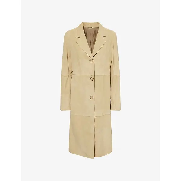 TOTÊME Notch-lapels Suede Coat - Desert