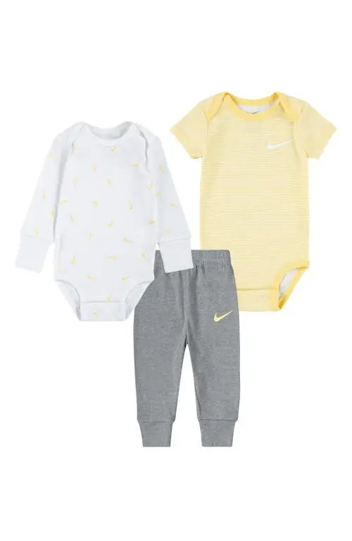 Nike Essentials 2-pack Bodysuits & Joggers Set - Dark Grey Heather/ Soft Yellow