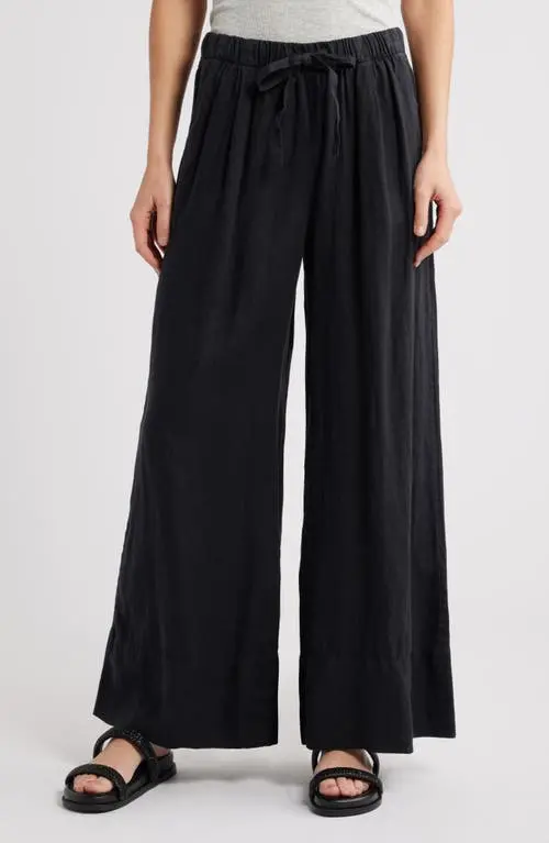 Caslon Wide Leg Linen Pants - Black