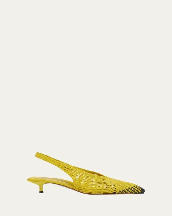 Jacquemus Les Cubisto Woven Leather Slingback Pumps - Yellow