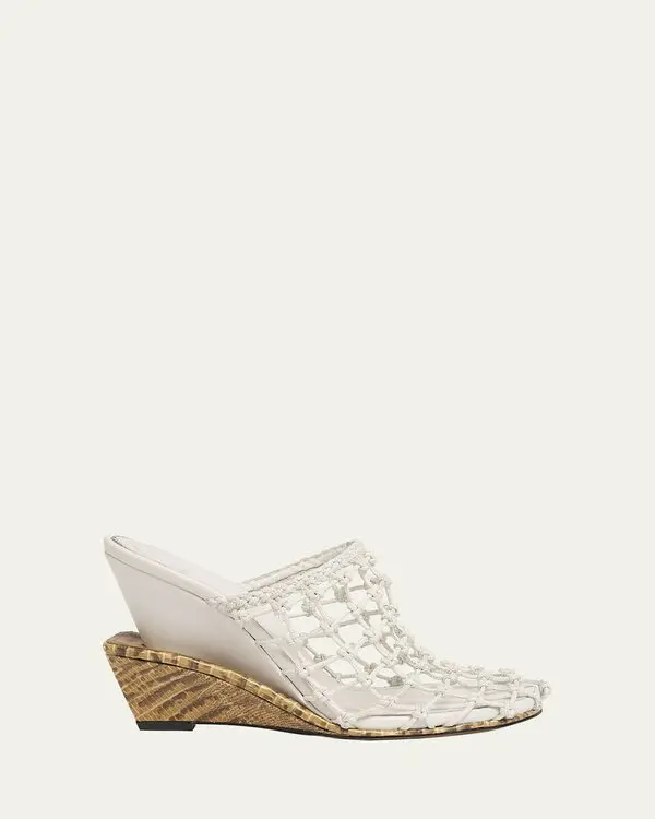 Jacquemus Les Doubles Tresses Wedge Mules - Off White  Beige