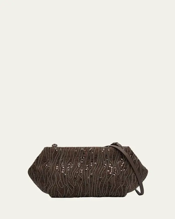 Brunello Cucinelli Pleated Mesh Monili Clutch