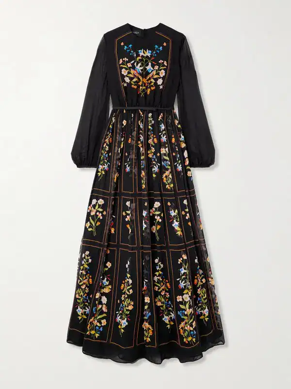 Giambattista Valli Belted Printed Silk-Georgette Maxi Dress In