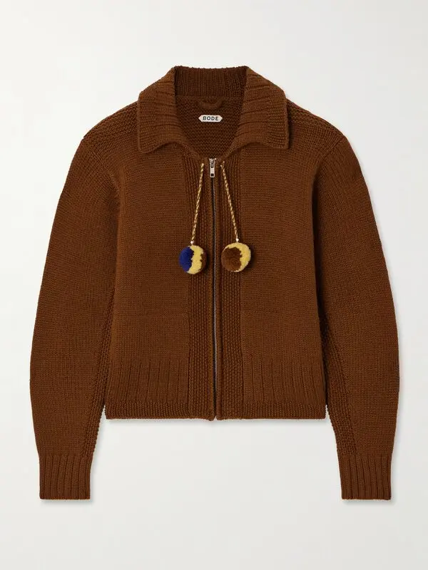 BODE Marion Pompom-detailed Wool Cardigan - Brown