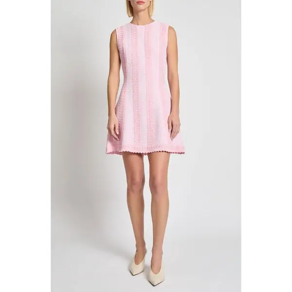 Misook Lace Trim Fit & Flare Mini Dress