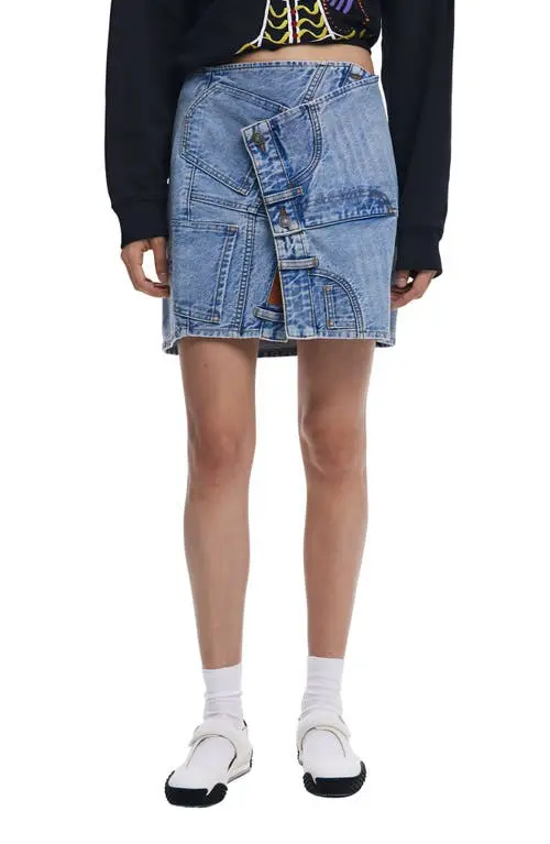 Desigual Collage Denim Wrap Miniskirt