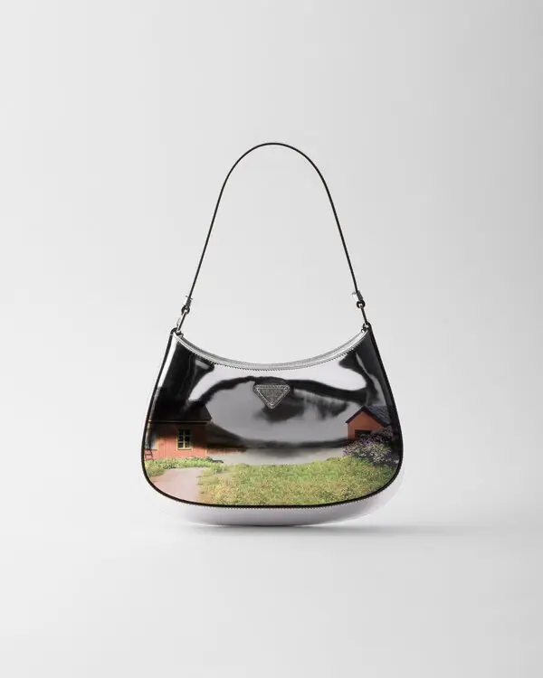 Prada Cleo Printed Brushed Leather Shoulder Bag