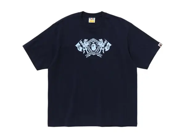 BAPE College Logo Relaxed Fit Tee Shirt - Navy Blue