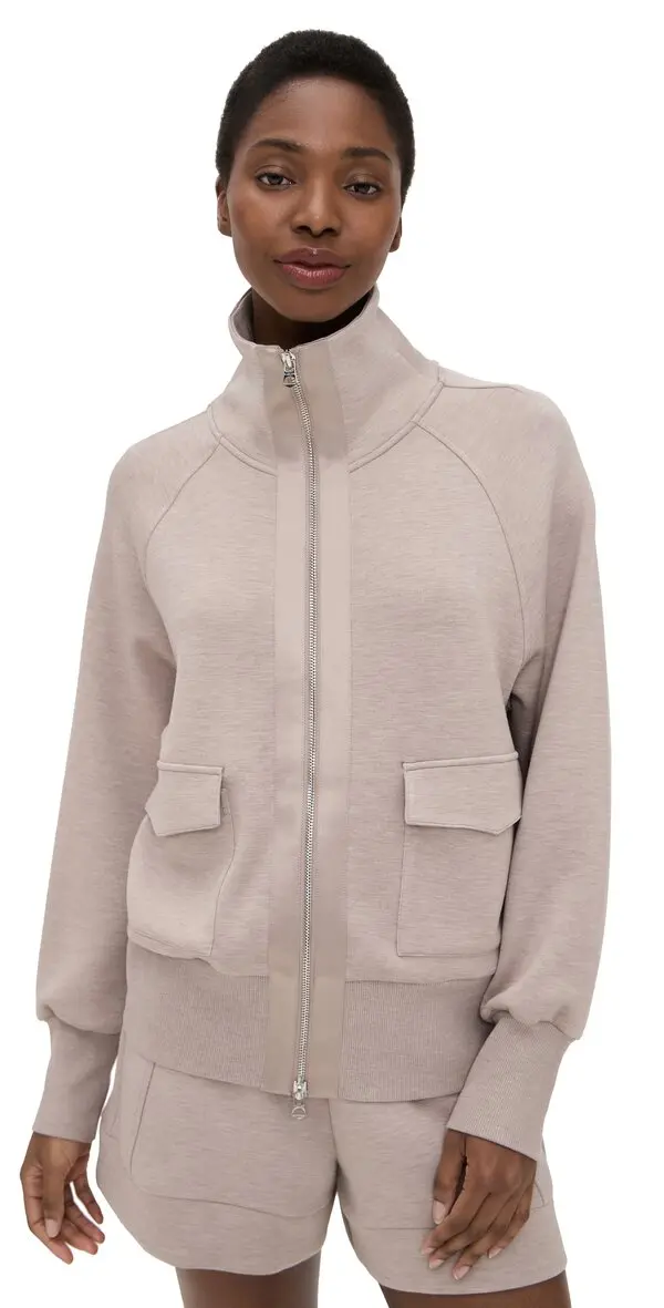 Varley Roxbury Zip Through Sweatshirt - Taupe Marl