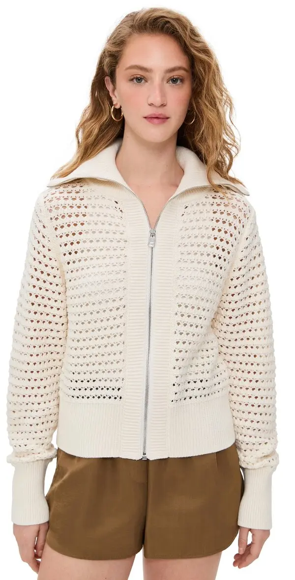 Varley Eloise Full Zip Knit Cardigan - Egret
