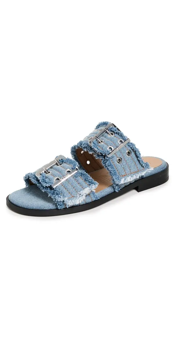 GANNI Denim Buckle Sandals
