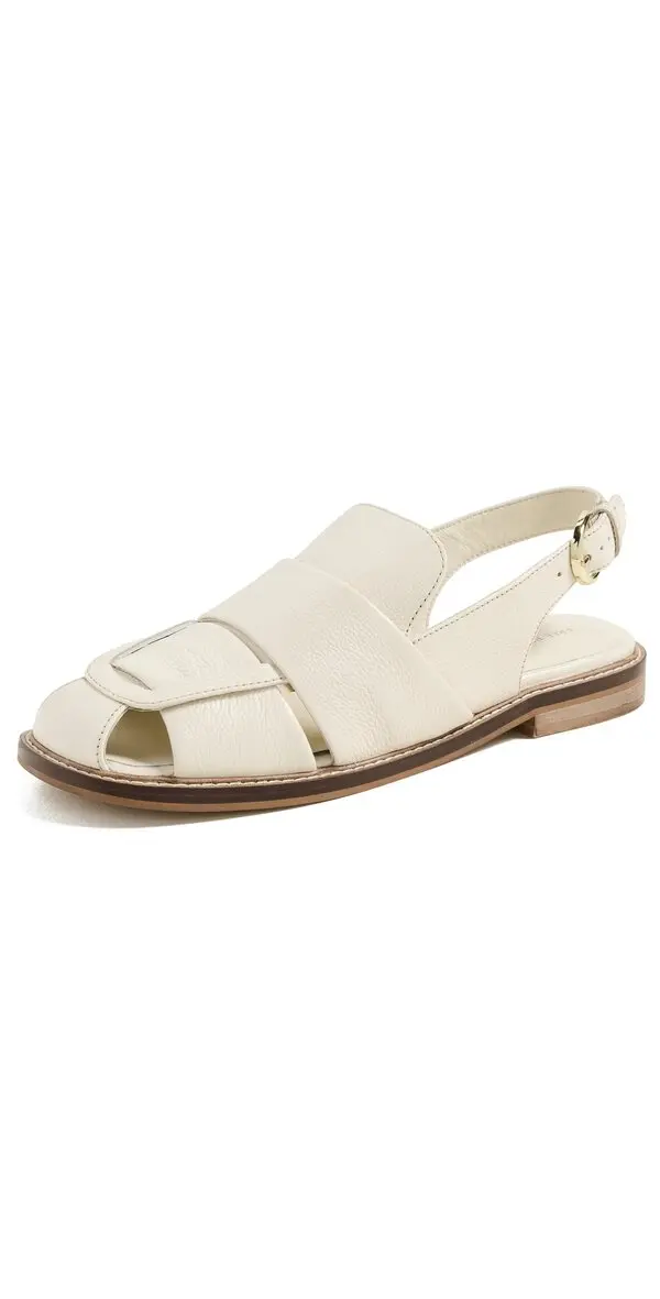 Free People Libby Fisher Flat Sandals - Chalk