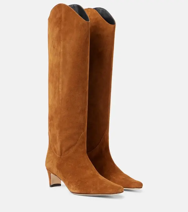 Staud Western Wally 55 Suede Boots - Brown