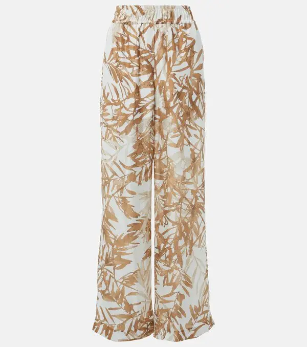 Brunello Cucinelli Printed High-rise Wide-leg Pants